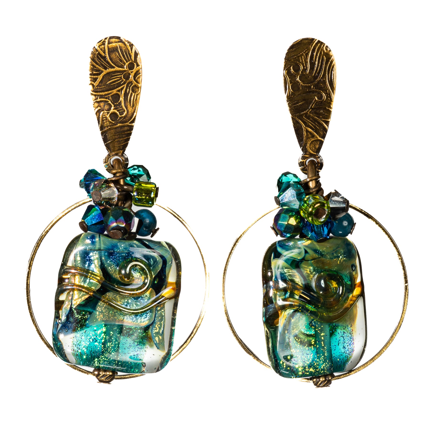 A handmade colorful jewelry collection, blue-green Atlantis by Honica!
