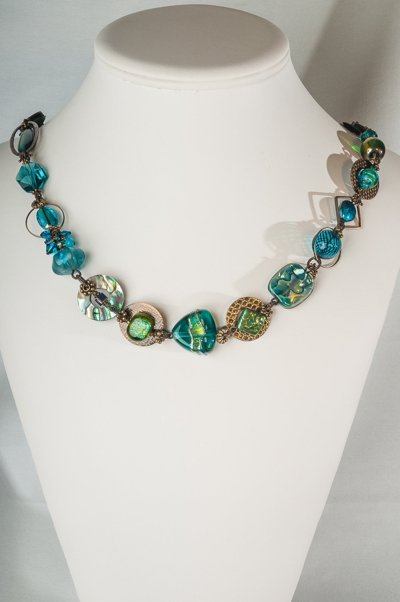 A handmade colorful jewelry collection, blue-green Atlantis by Honica!